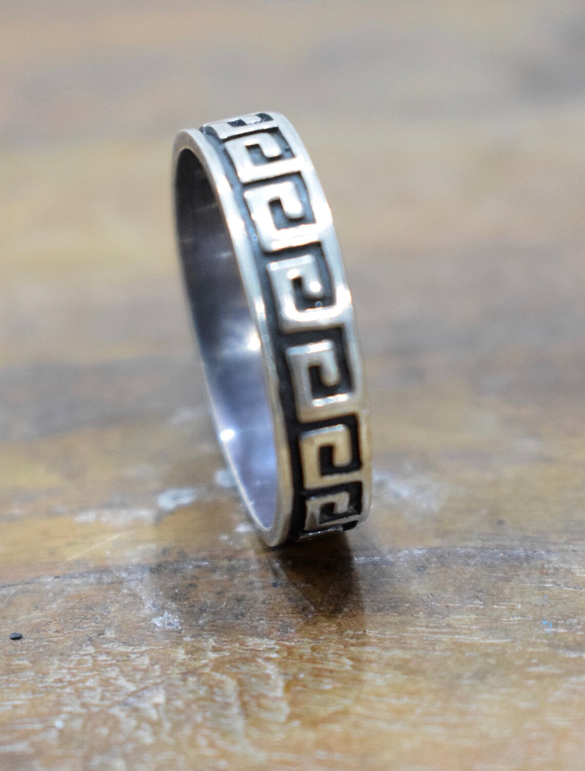 Ring Sterling Silver Thin Etched Band Ring - Etsy