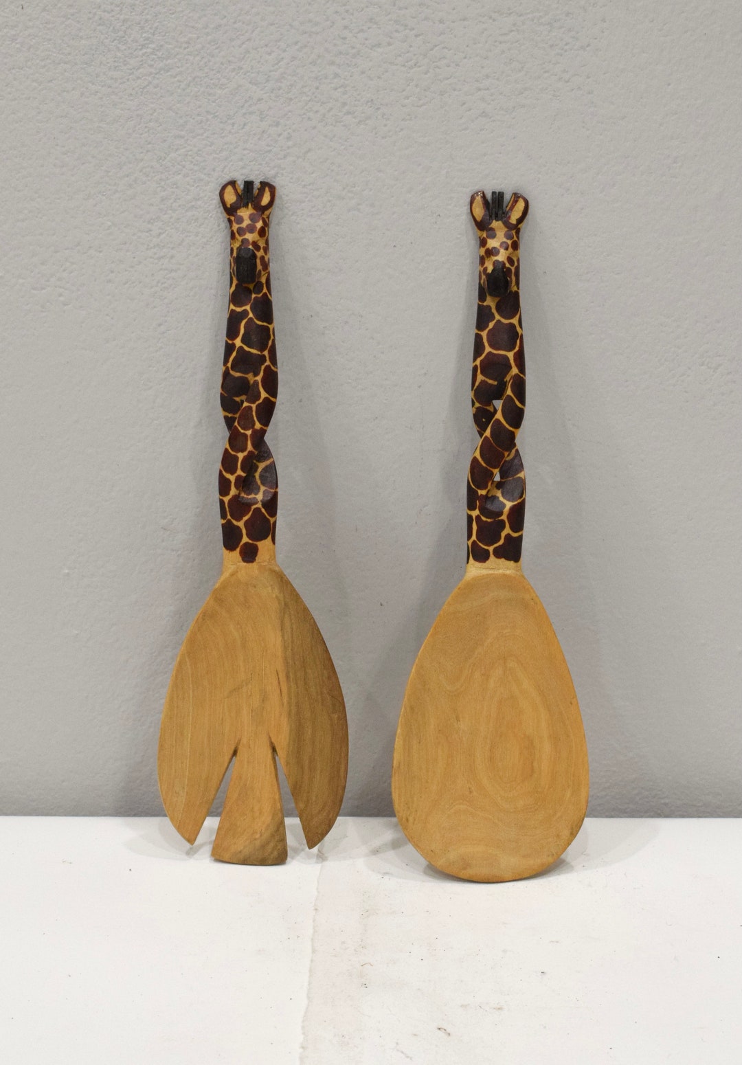 African Old Giraffe Wood Serving Spoon Set Kenya - Etsy