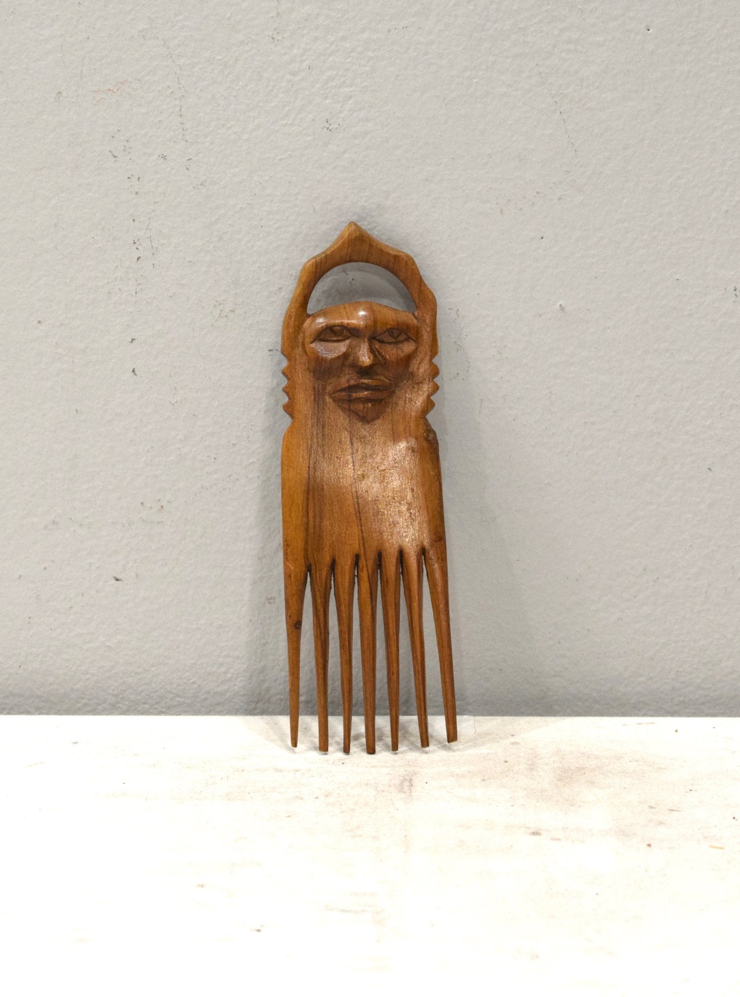 African Wood Hair Pick Carved Bull Mahogany Hair Pick - Etsy