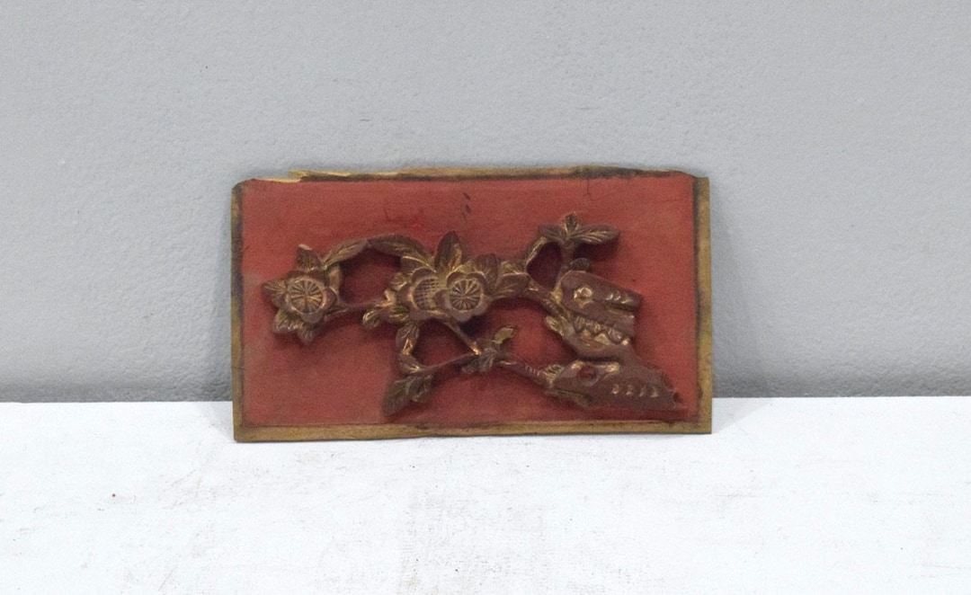 Chinese Carved Wood Gold Leaf Panel - Etsy