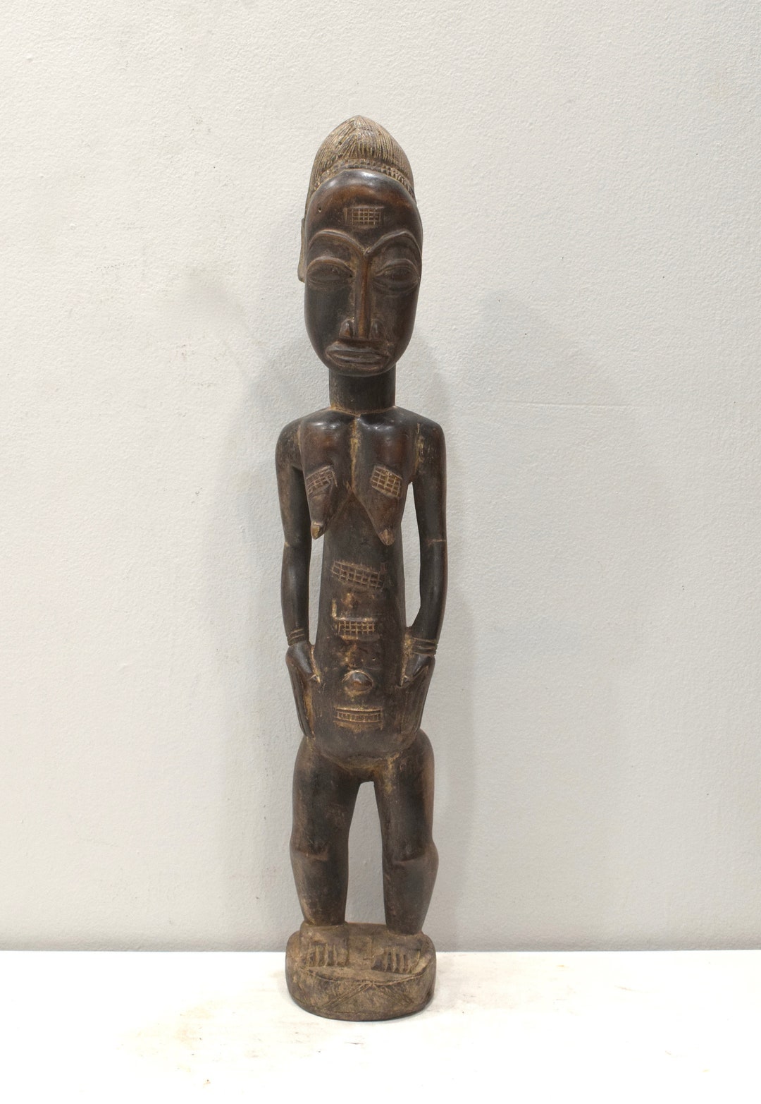 African Statue Baule Tribe Female Carved Wood Statue - Etsy