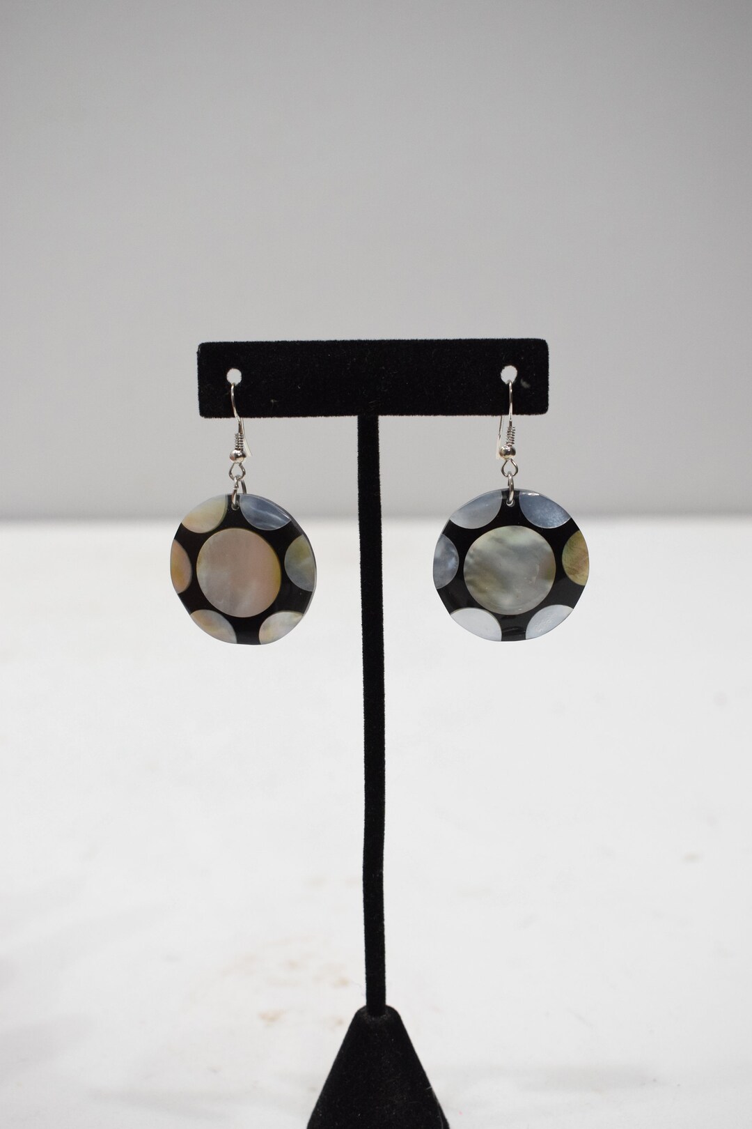 Earrings Black Acrylic Round Shell Earrings - Etsy