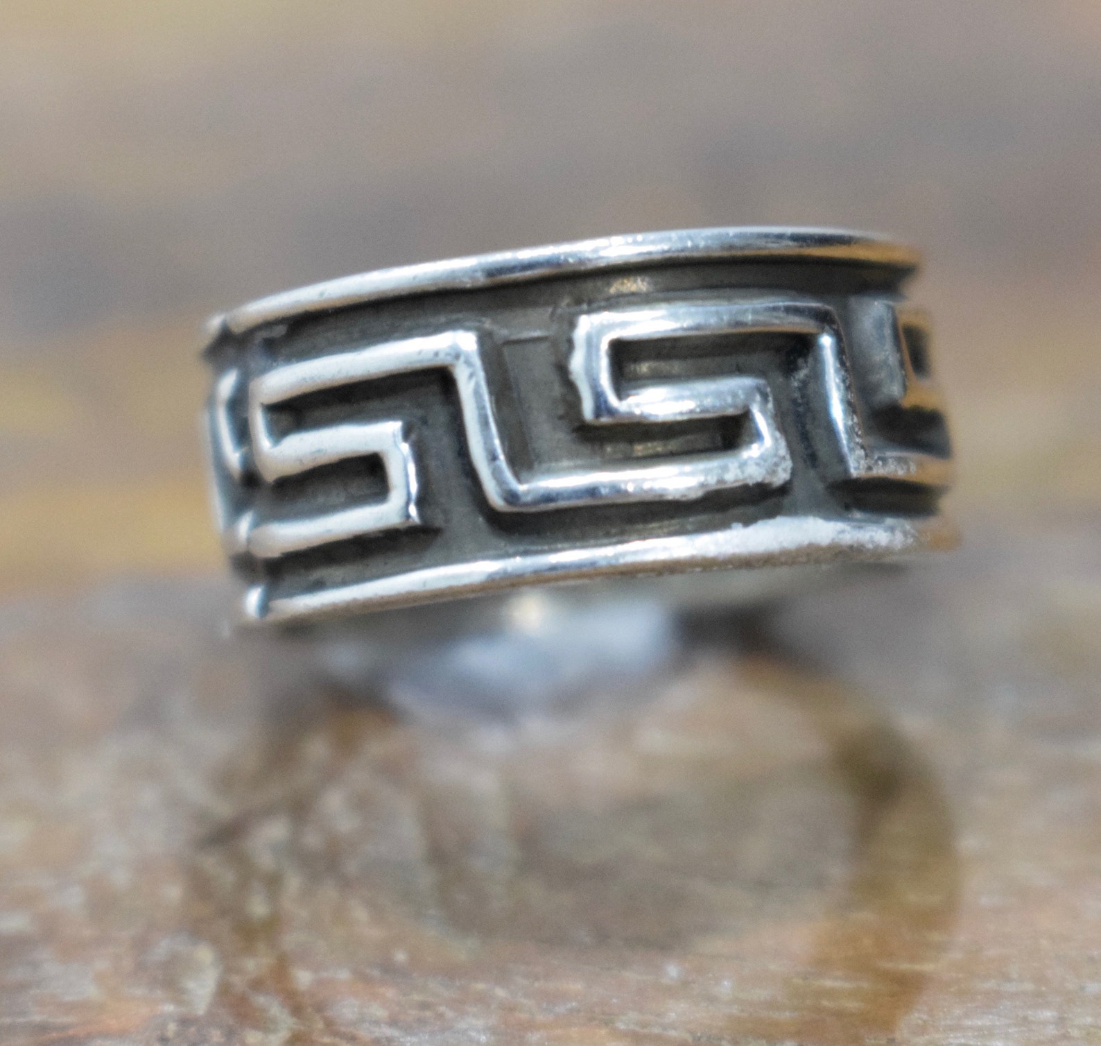 Ring Sterling Silver Etched Band Ring - Etsy