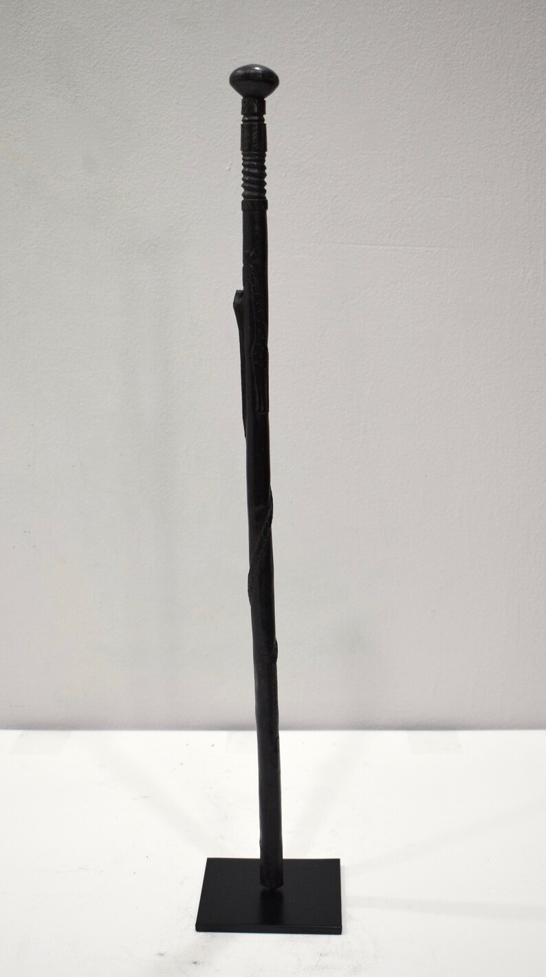 African Gogo Tribe Rungu Wood Throwing Club Snake Giraffe Carved Handle ...