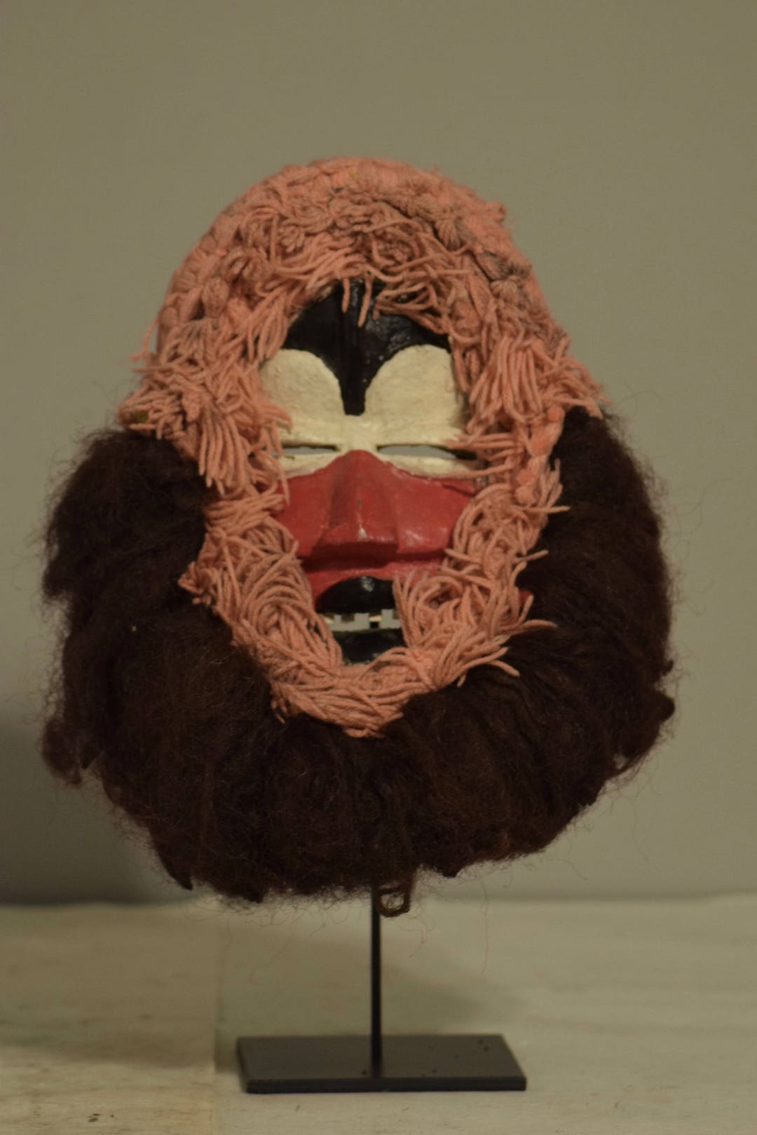 Africa Dan Pink Yarn Hair Teeth Red Face Mask Congo - Etsy