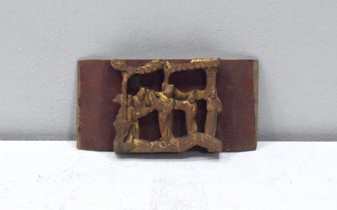 Chinese Carved Wood Gold Leaf Panel - Etsy