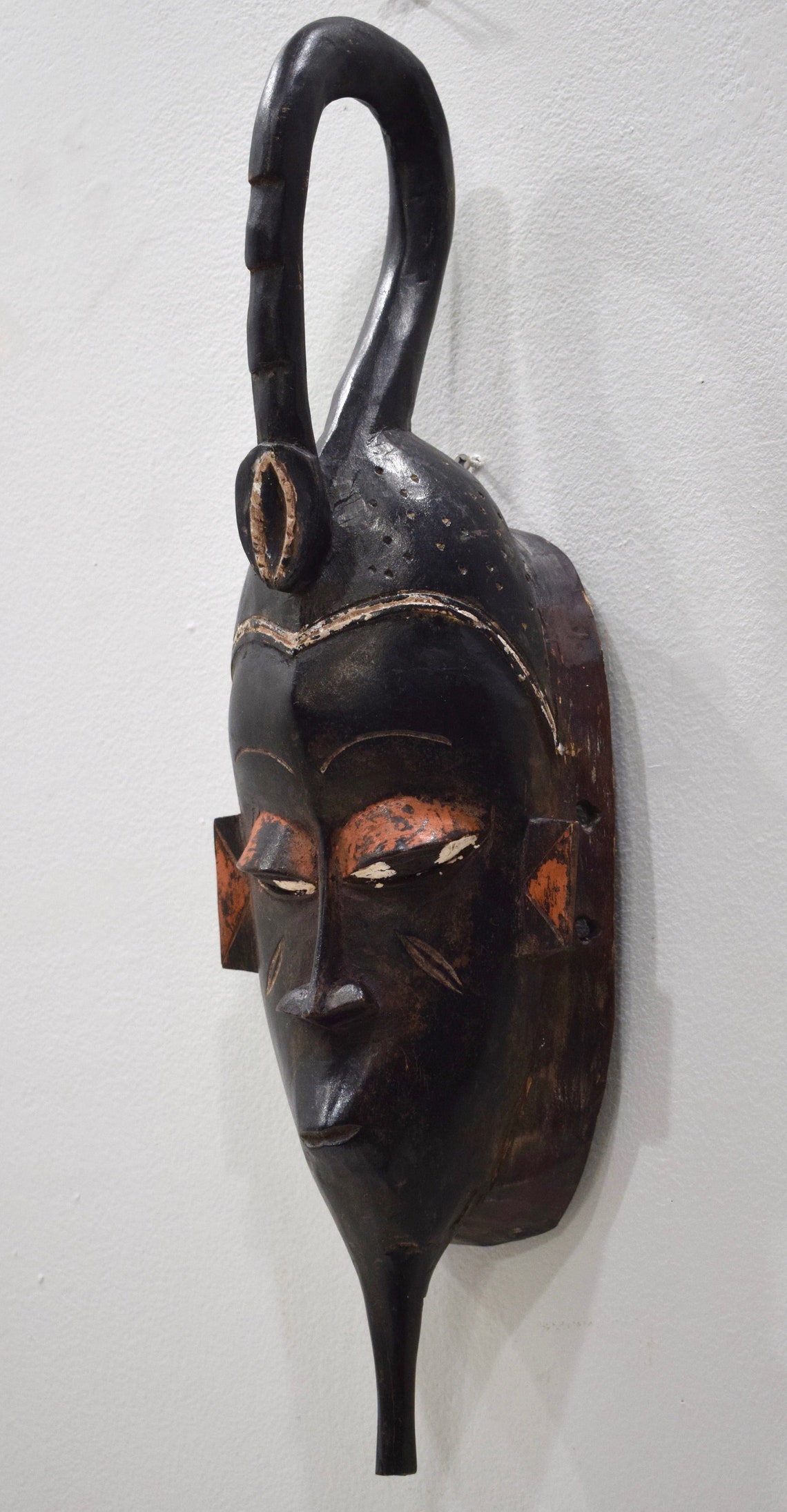 African Mask Baule Black Wood Mask Mask Ivory Coast - Etsy