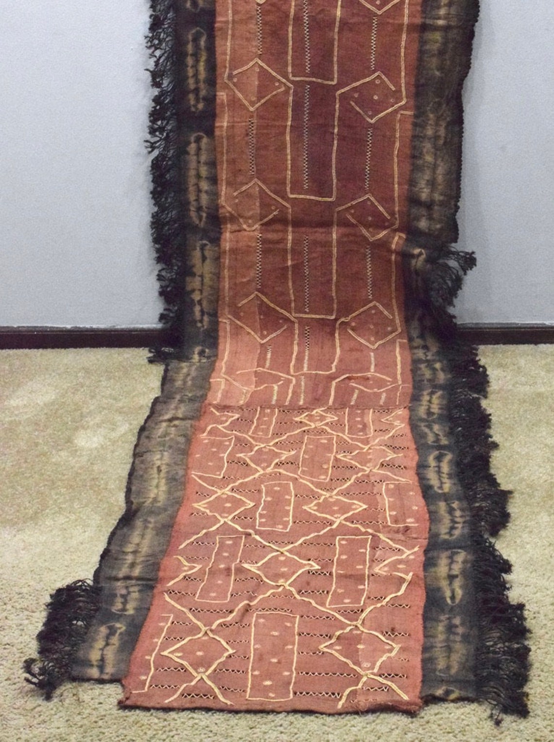 Kuba Cloth African Natural Woven Raffia Handmade Fabric Congo - Etsy