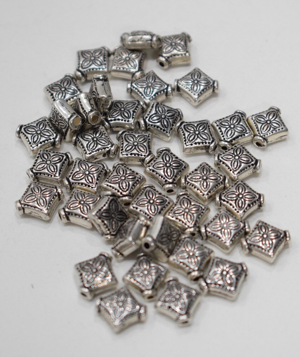 Beads Silver Plated Etched Triangle Beads 10mm | Etsy