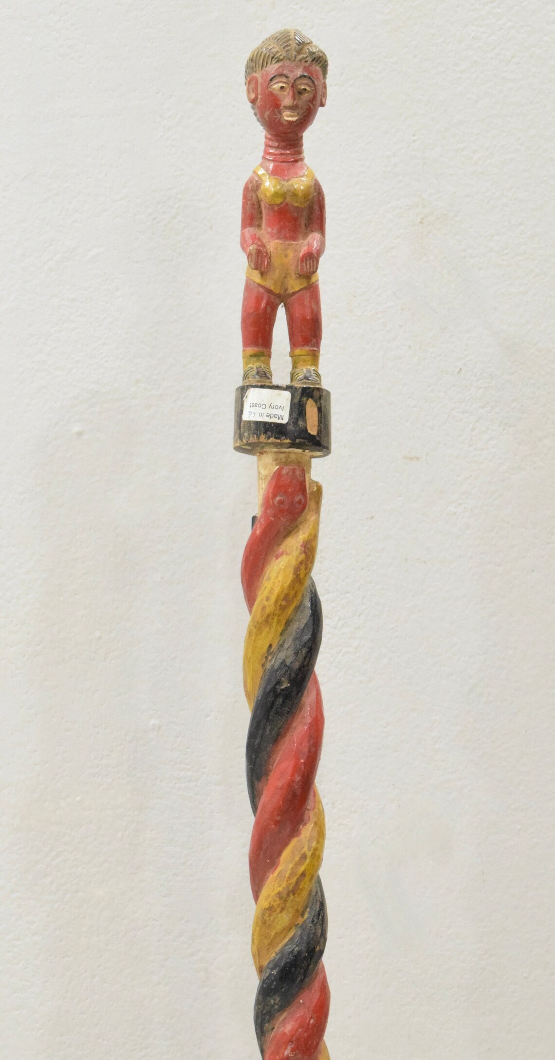 African Cane Colonial Walking Stick Baule Figure Handle Cote D'ivoire ...