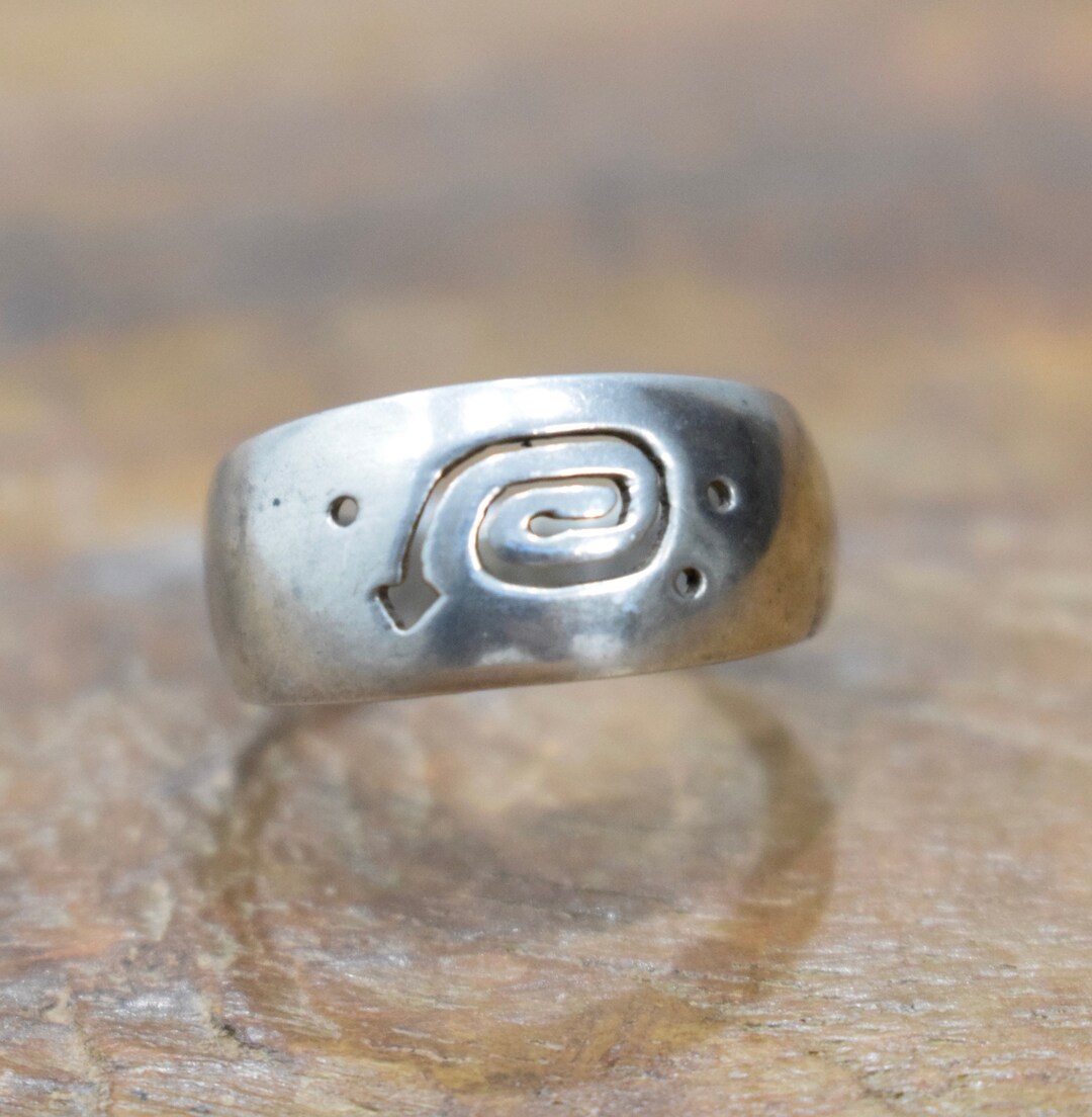 Ring Sterling Silver Etched Cut Out Band Ring - Etsy