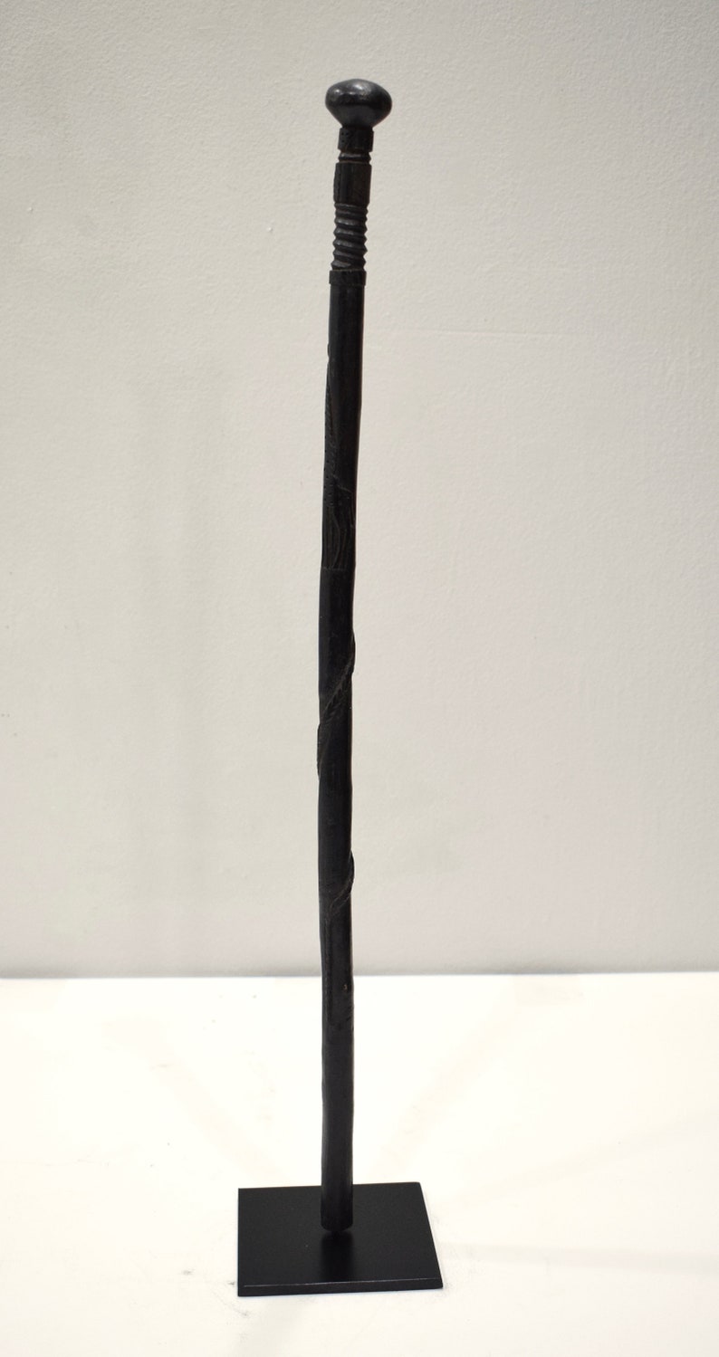 African Gogo Tribe Rungu Wood Throwing Club Snake Giraffe Carved Handle ...