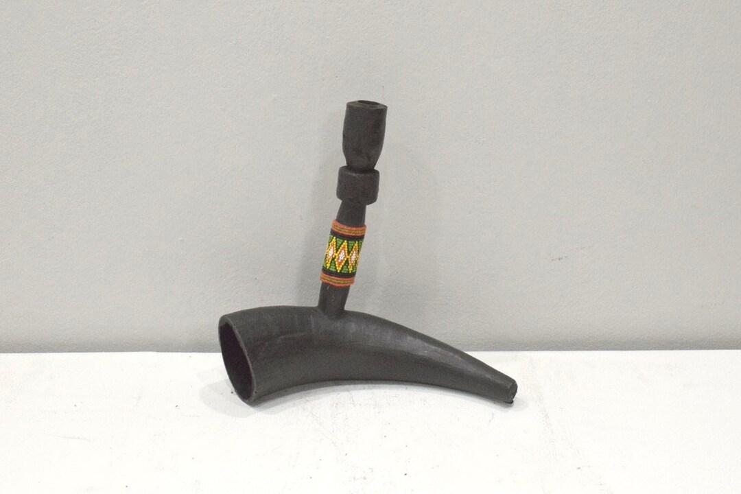 African Zulu Beaded Cow Horn Pipe South African - Etsy