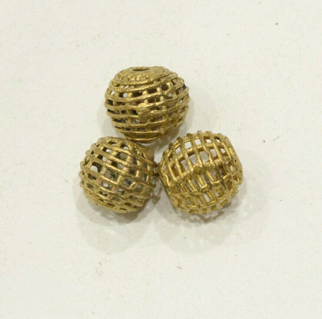 African Brass Circle Cage Bead - Etsy