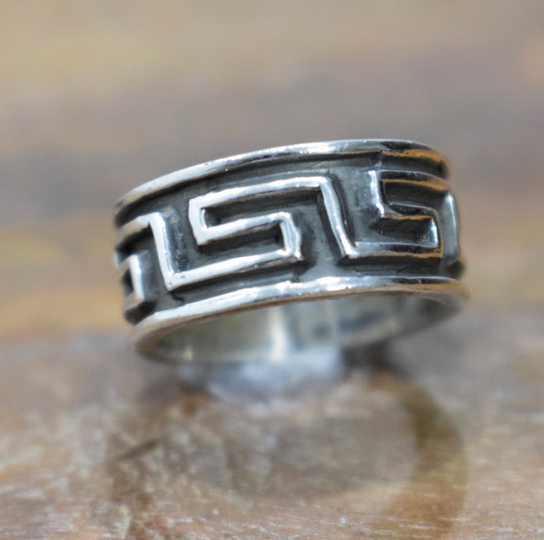 Ring Sterling Silver Etched Band Ring - Etsy