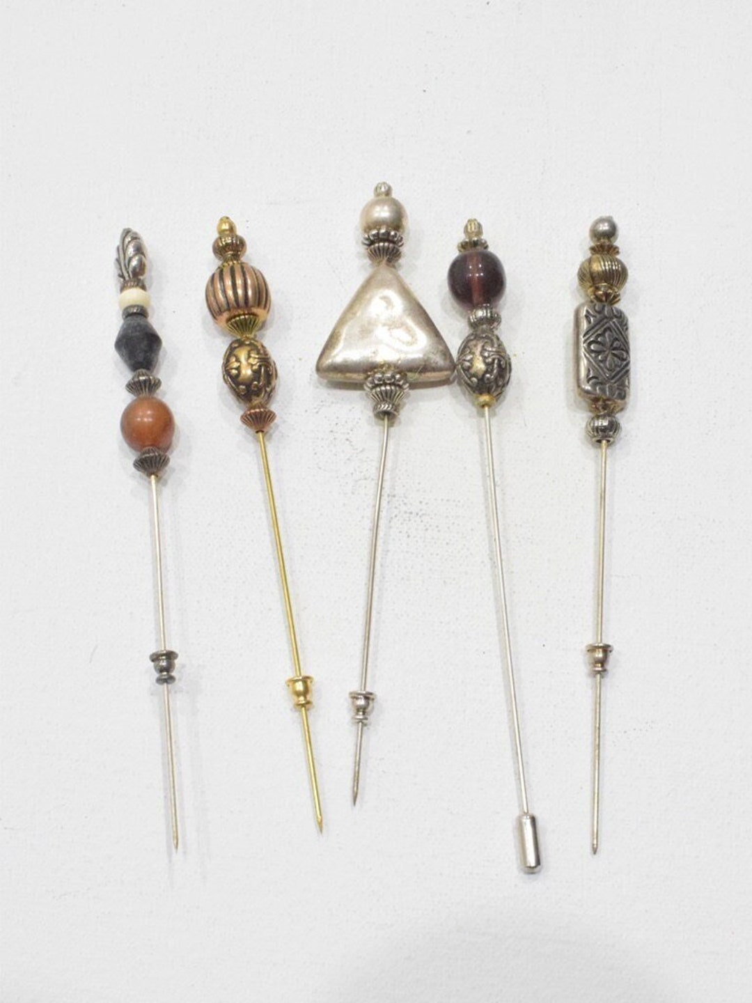 Stick Pins 5 Assorted Beaded Pins - Etsy