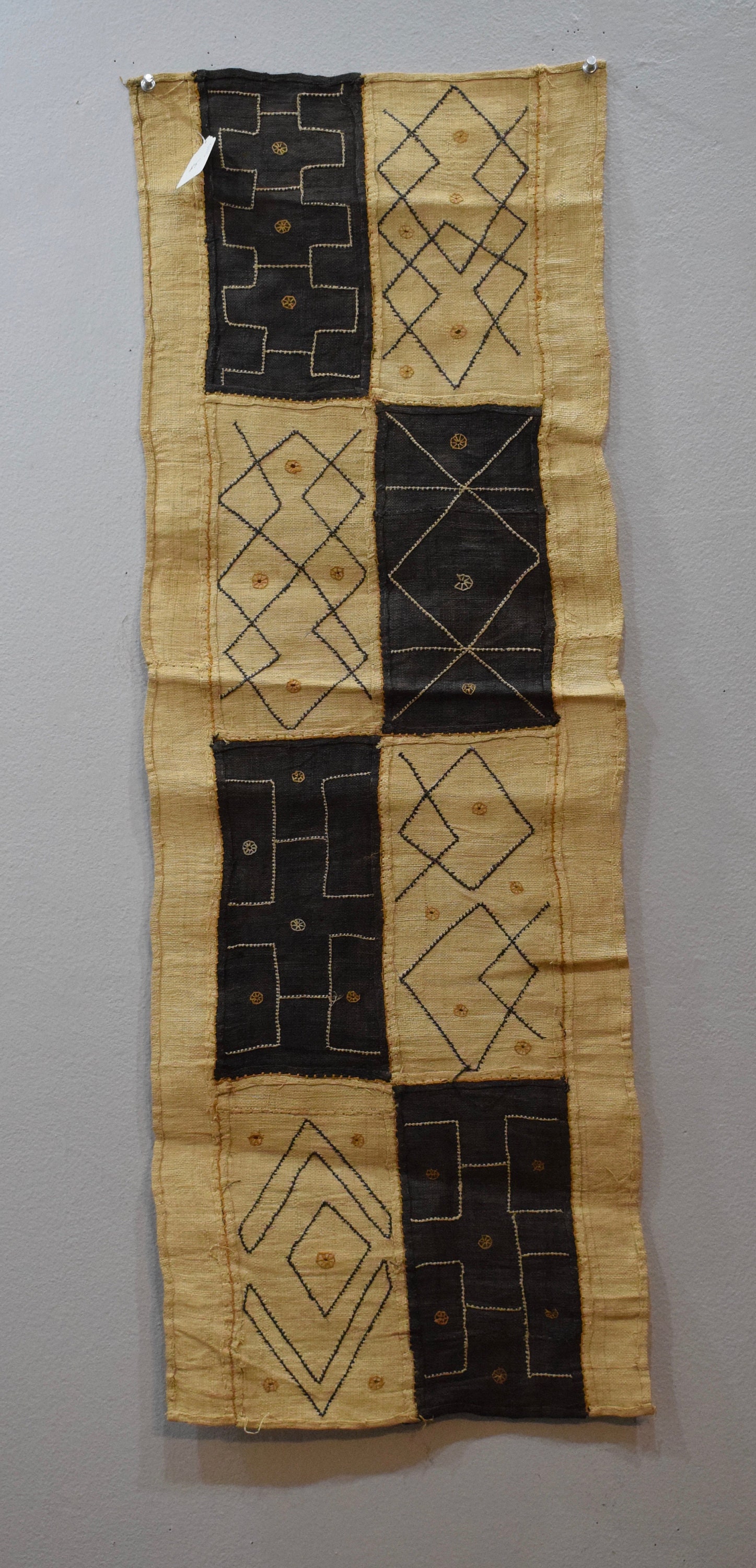 African Kuba Natural Woven Raffia Congo Handmade Fabric Kuba Cloth