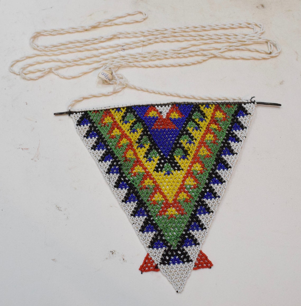 African Zulu Large Beaded Triangle Pendant Necklace Unmarried | Etsy
