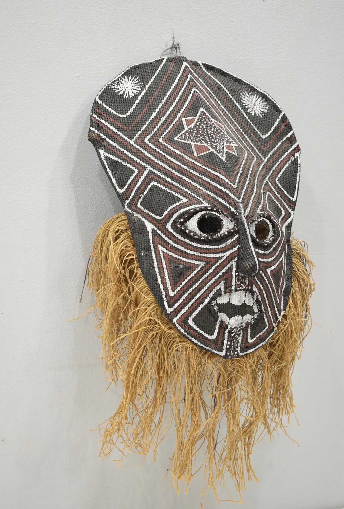 African Mask Makishi Cloth Raffia Mask Zambia - Etsy