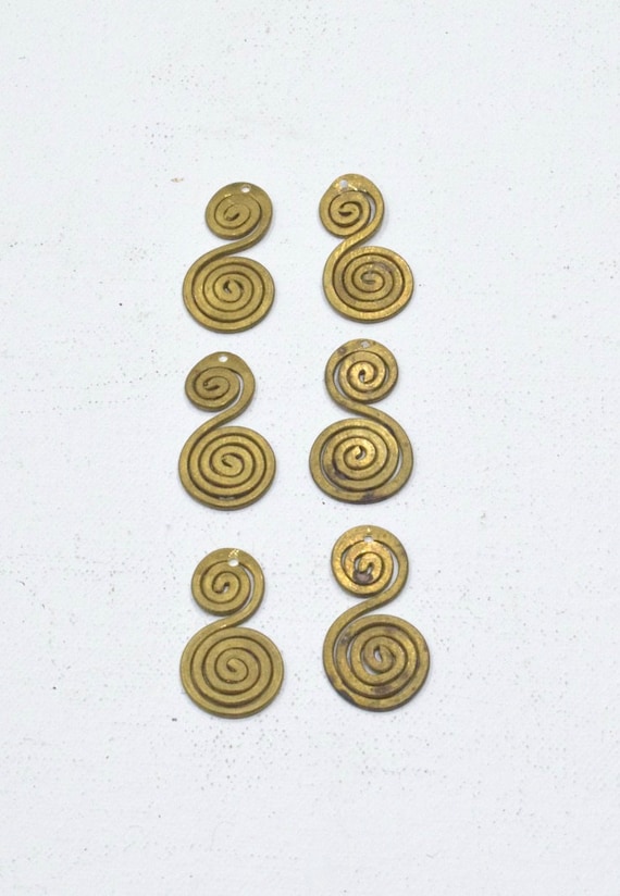 Beads African Old Turkana Brass Coil Pendants - Gem