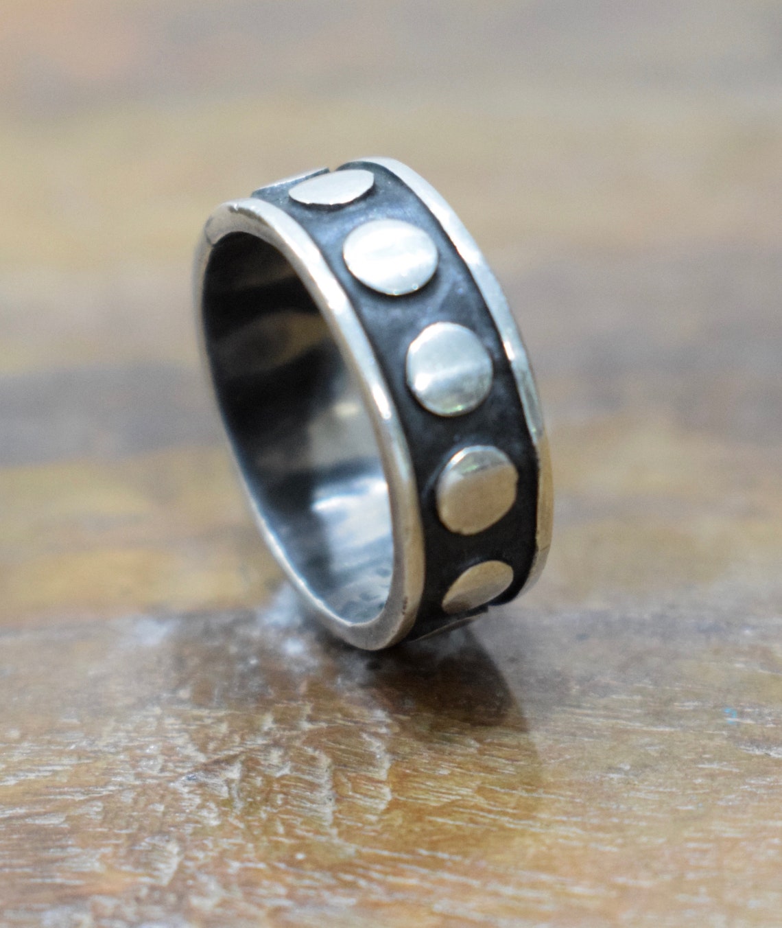 Ring Sterling Silver Etched Dot Band Ring - Etsy