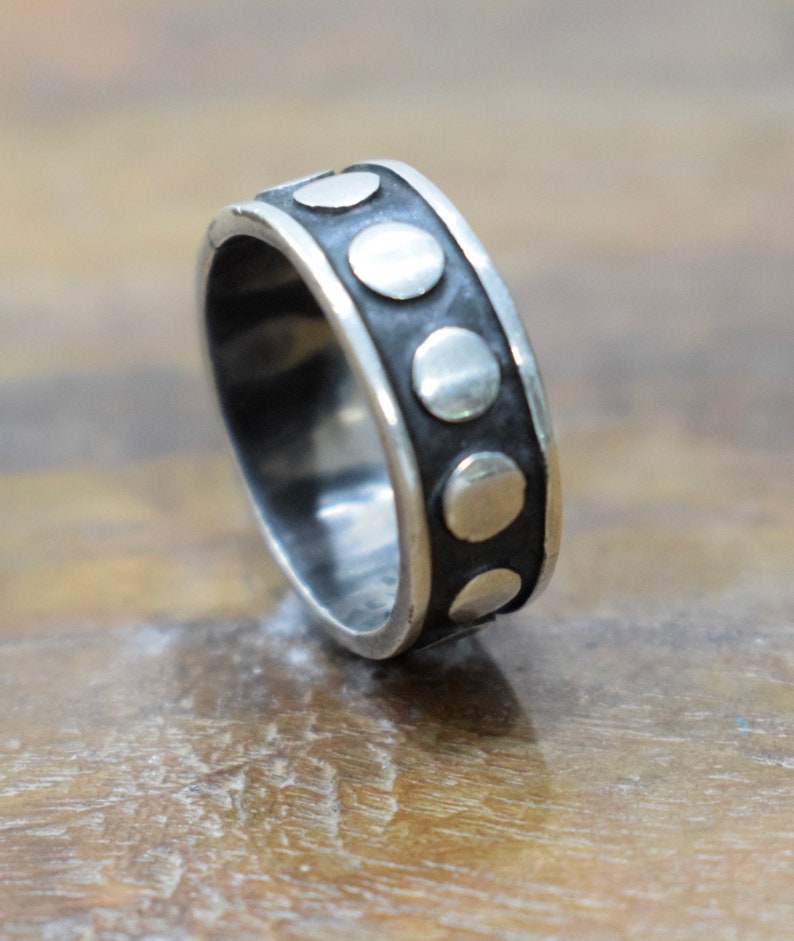 Ring Sterling Silver Etched Dot Band Ring - Etsy