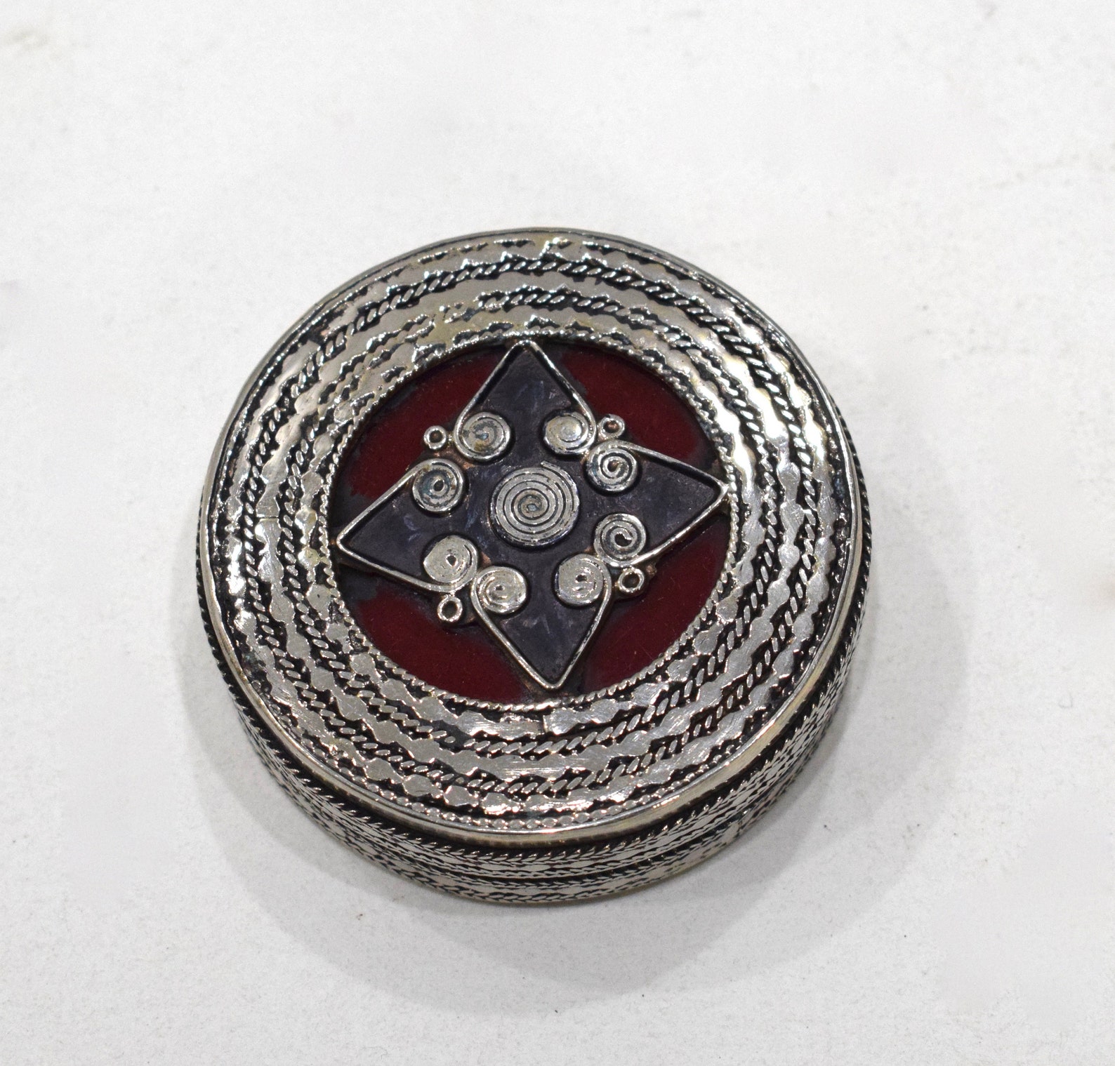 Silver Middle Eastern Circular Box Container - Etsy