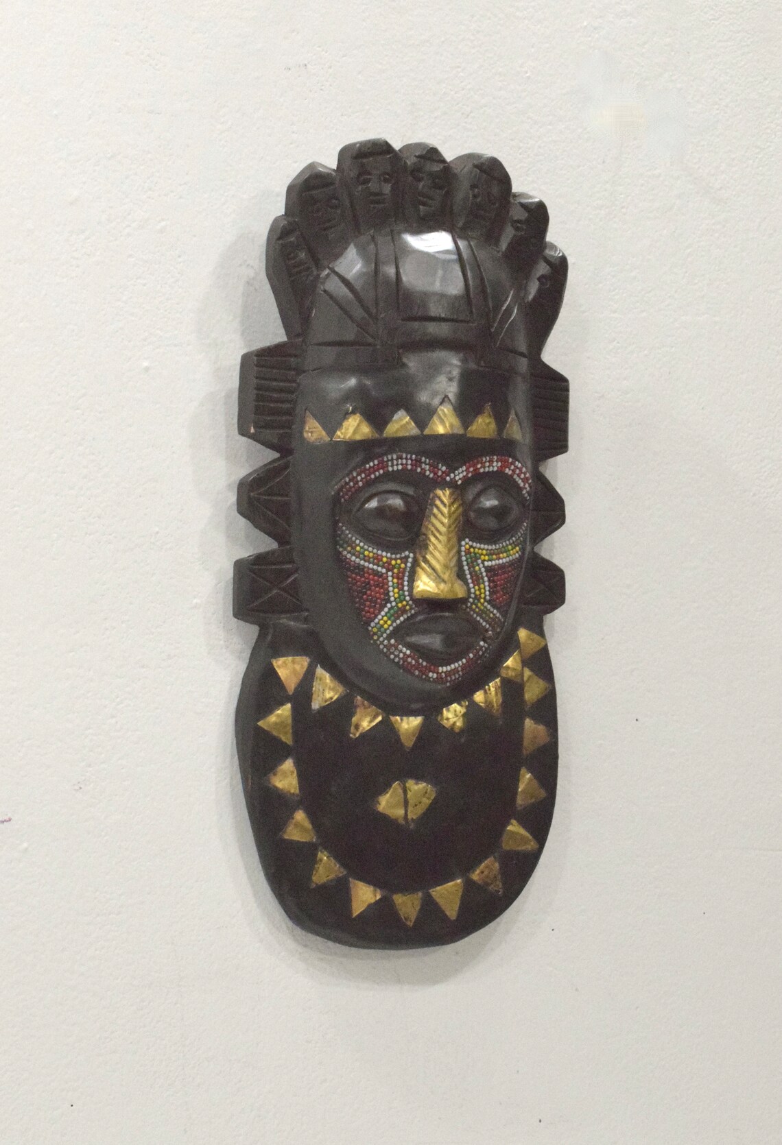 African Mask Carved Wood Benin Beaded Mask - Etsy
