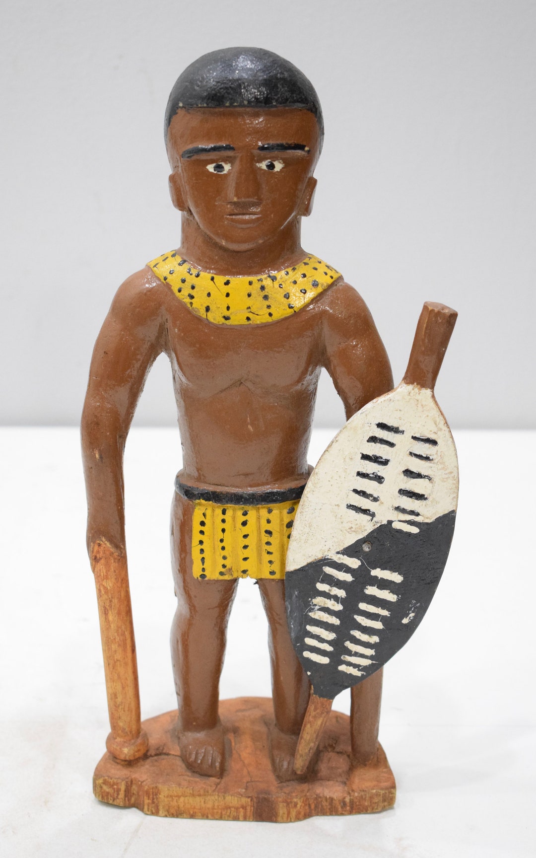 African Statue Zulu Warrior Folk Art Doll South Africa 14" - Etsy