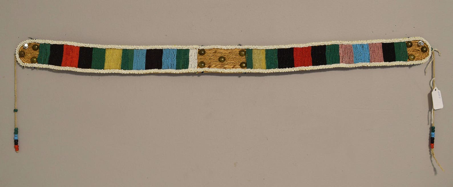 African Zulu Old Belt Woven Grass Beaded Brass Studded Identify Zulu ...