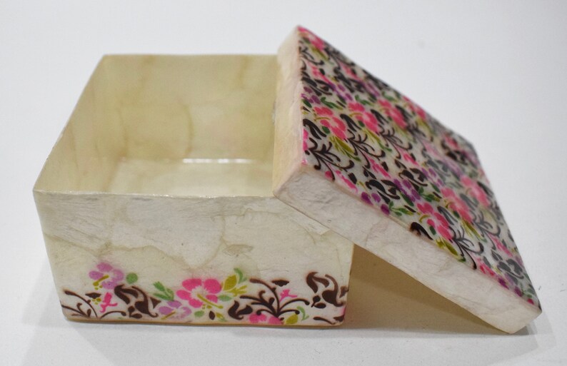 Box Shell Capiz Glass Painted Lacquered Decorative Box - Etsy