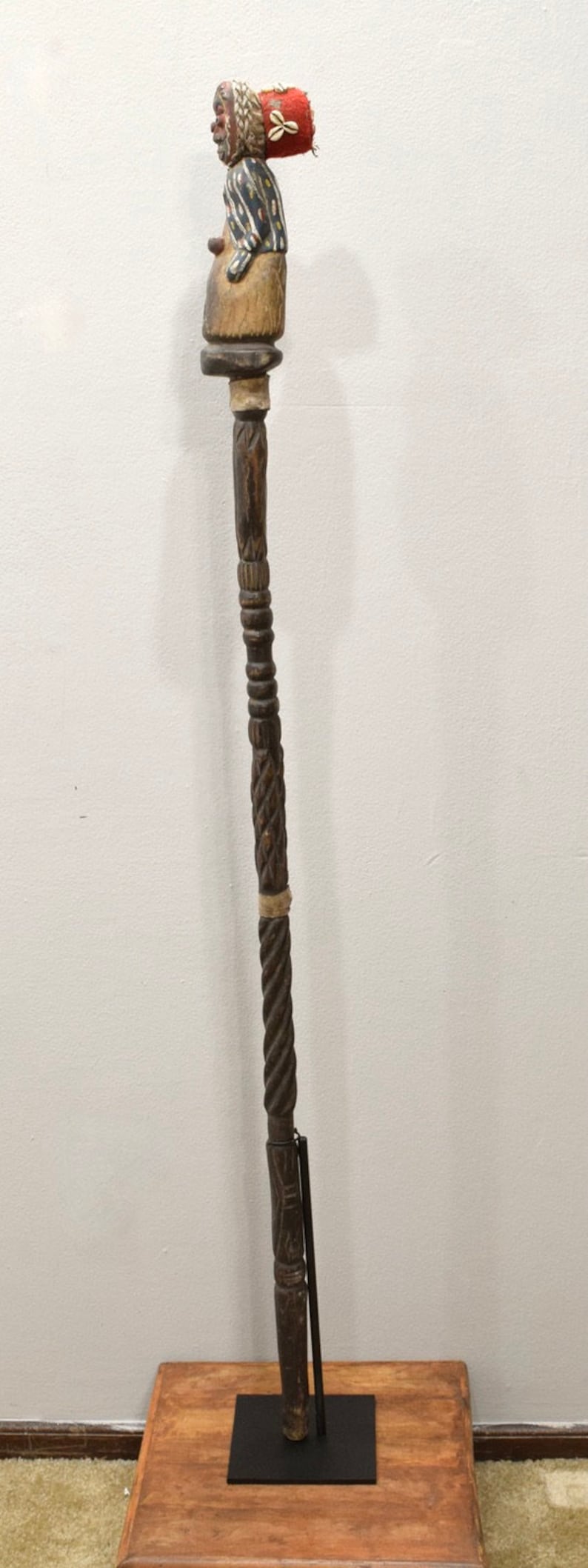 African Staff Baule Tribe Carved Male Figure Walking Staff - Etsy