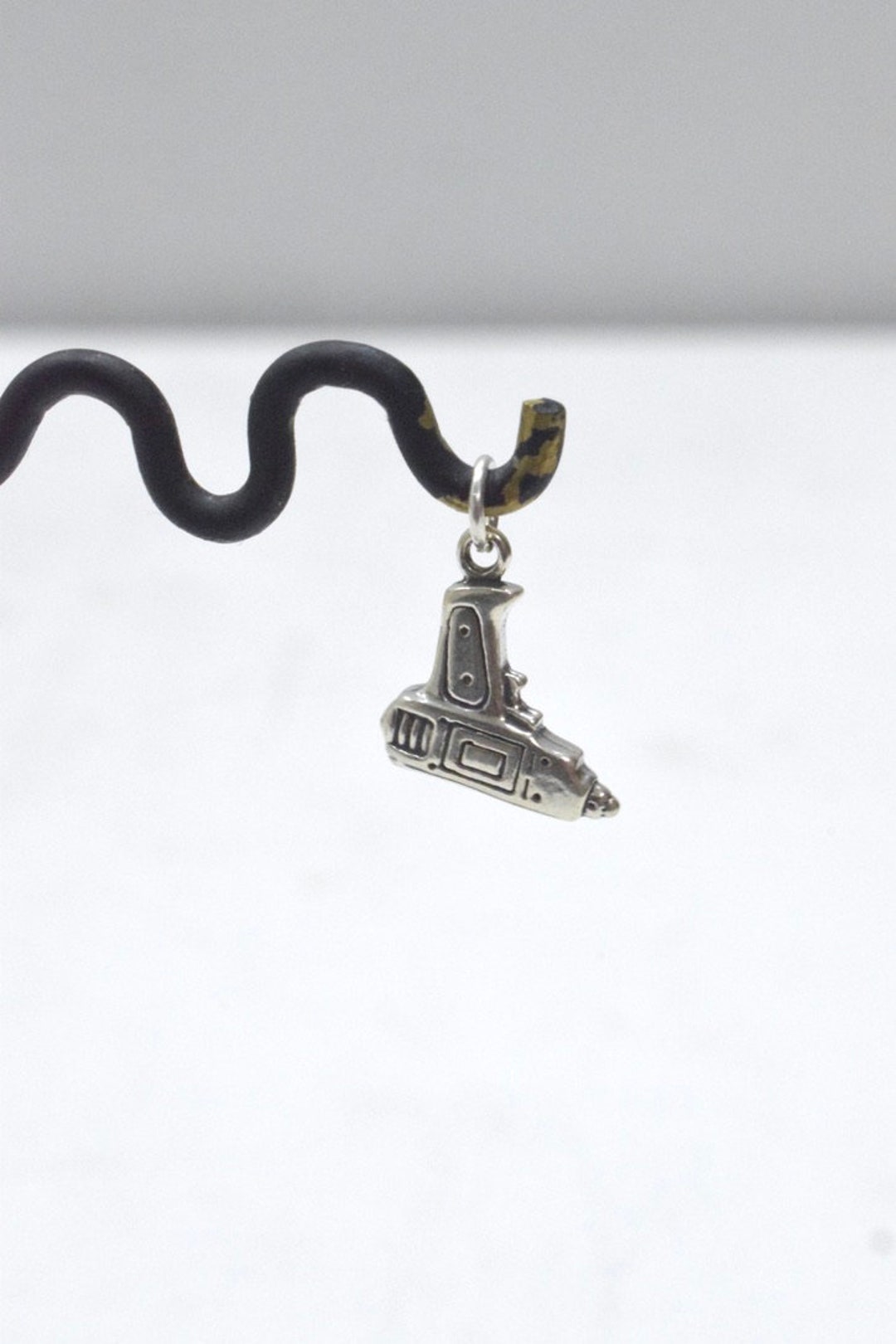 Sterling Silver Drill Charm Pendant - Etsy
