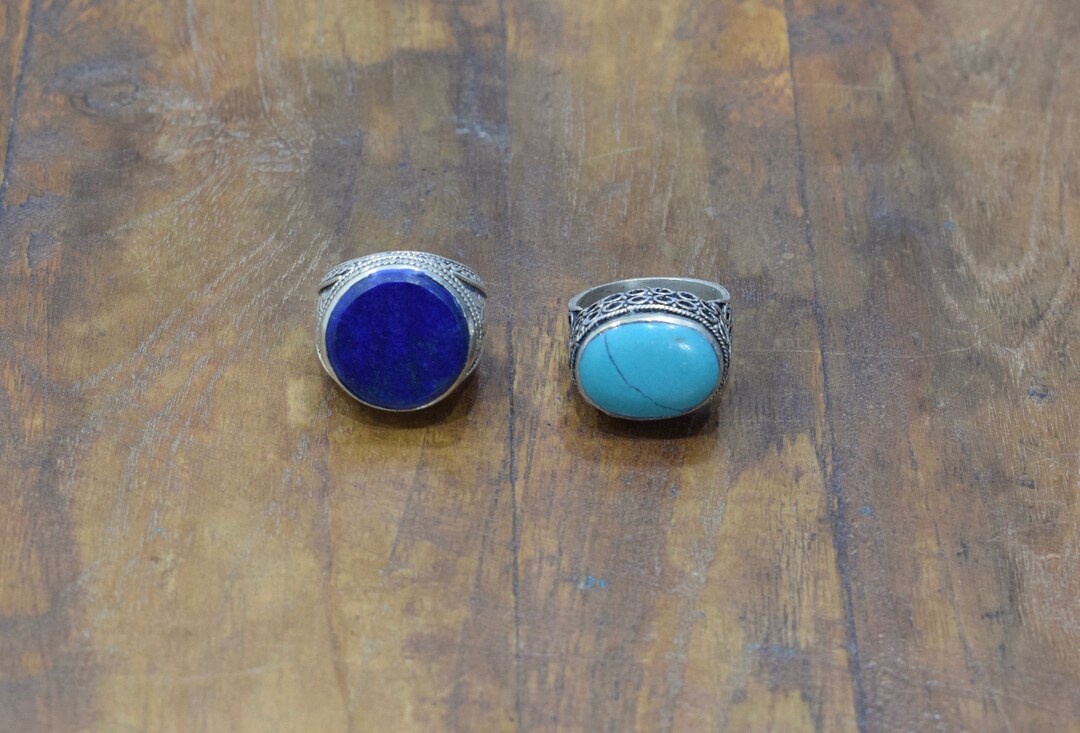 Middle Eastern Lapis Turquoise Rings - Etsy