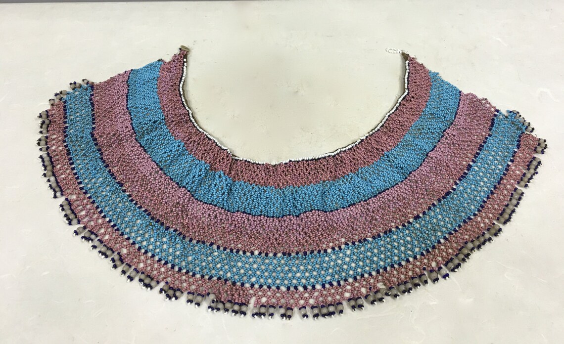 African Collar Xhosa Tribe Beaded Pink Blue Purity Collar - Etsy