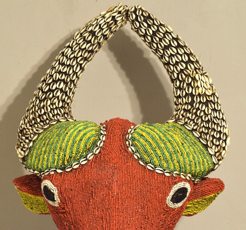 African Mask Water Buffalo Beaded Mask Bamileke Tribe - Etsy