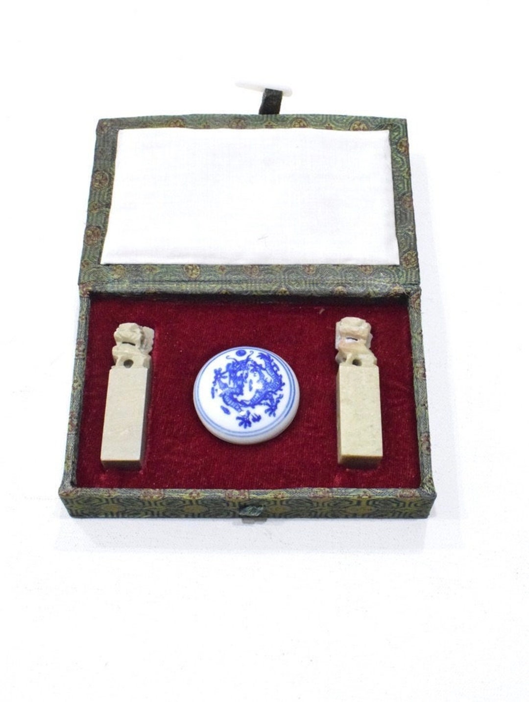 Chinese Carved Soapstone Chop Ink Set - Etsy