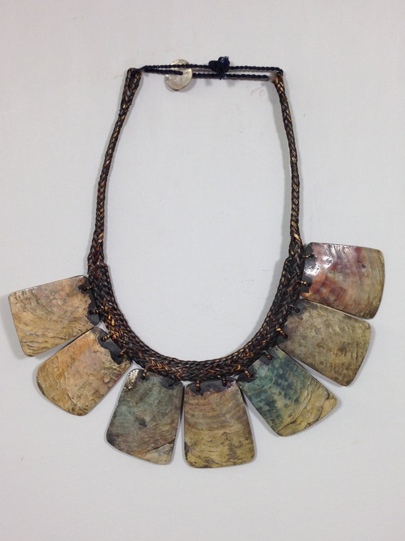 Philippine Ifugao Tribal Shell Necklace Rattan - Gem