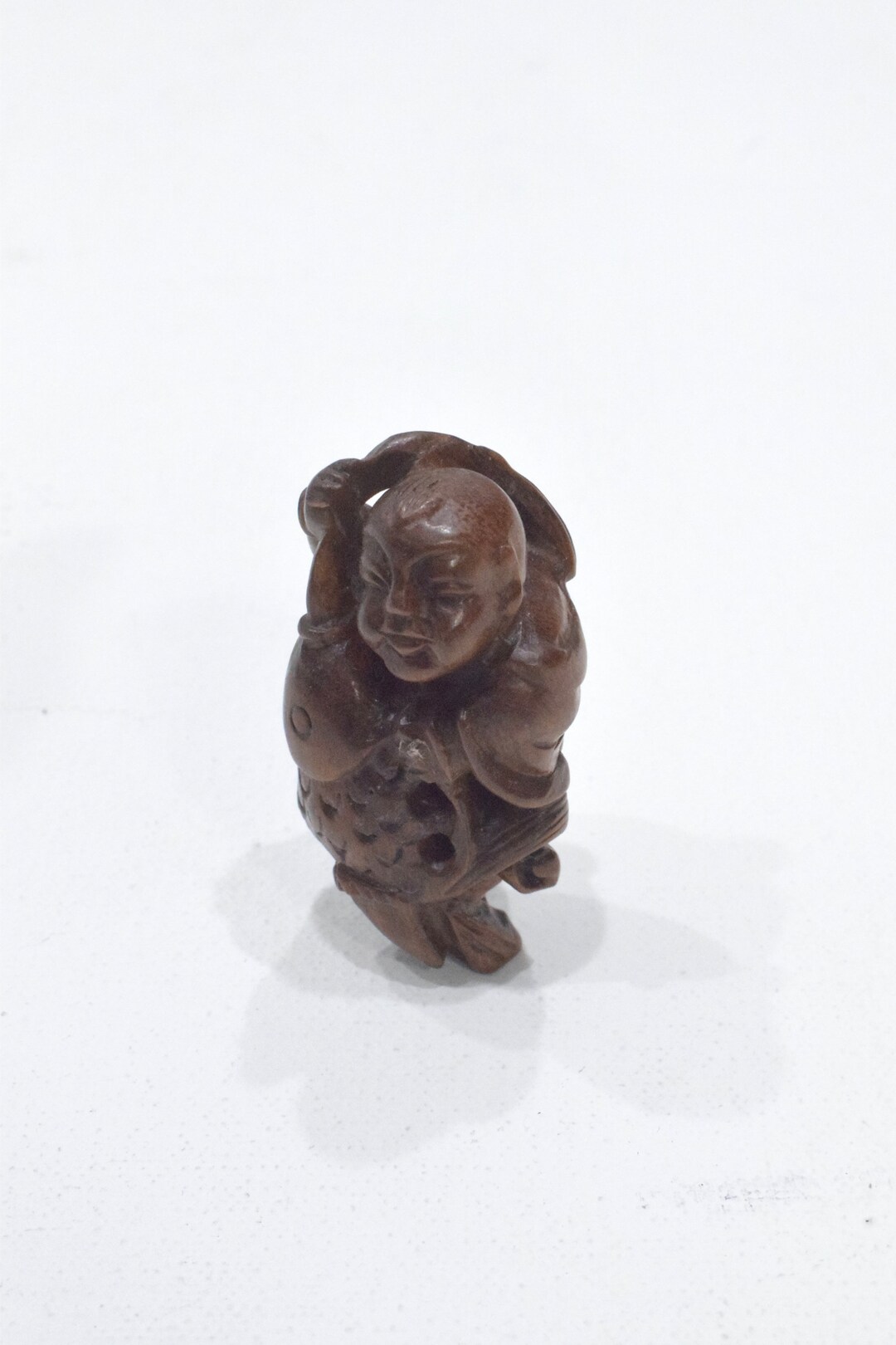 Chinese Carved Netsuke Wood Boy & Fish - Etsy