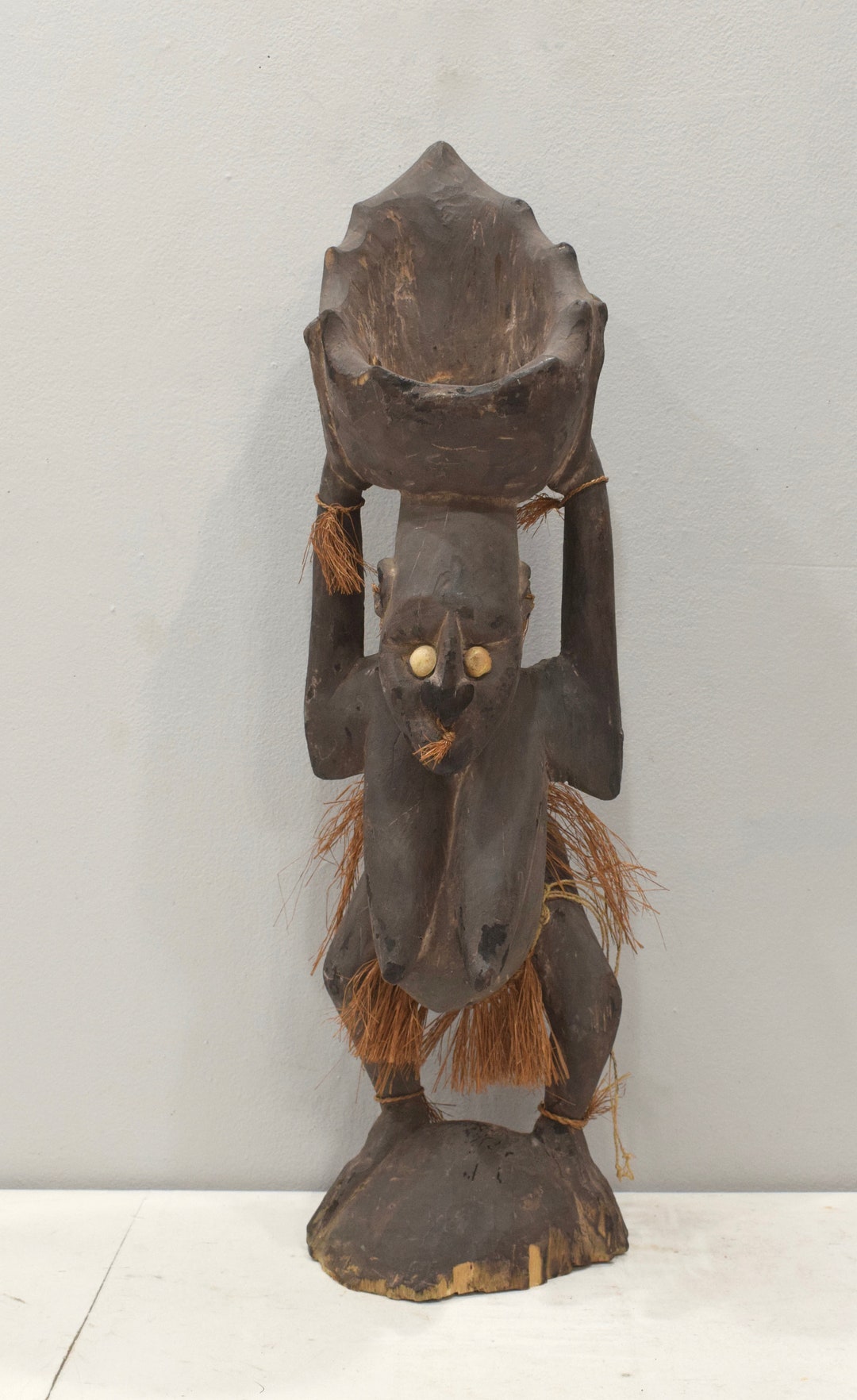 Papua New Guinea Statue Iatmul Kambot Village Female Wood Clay Pot ...