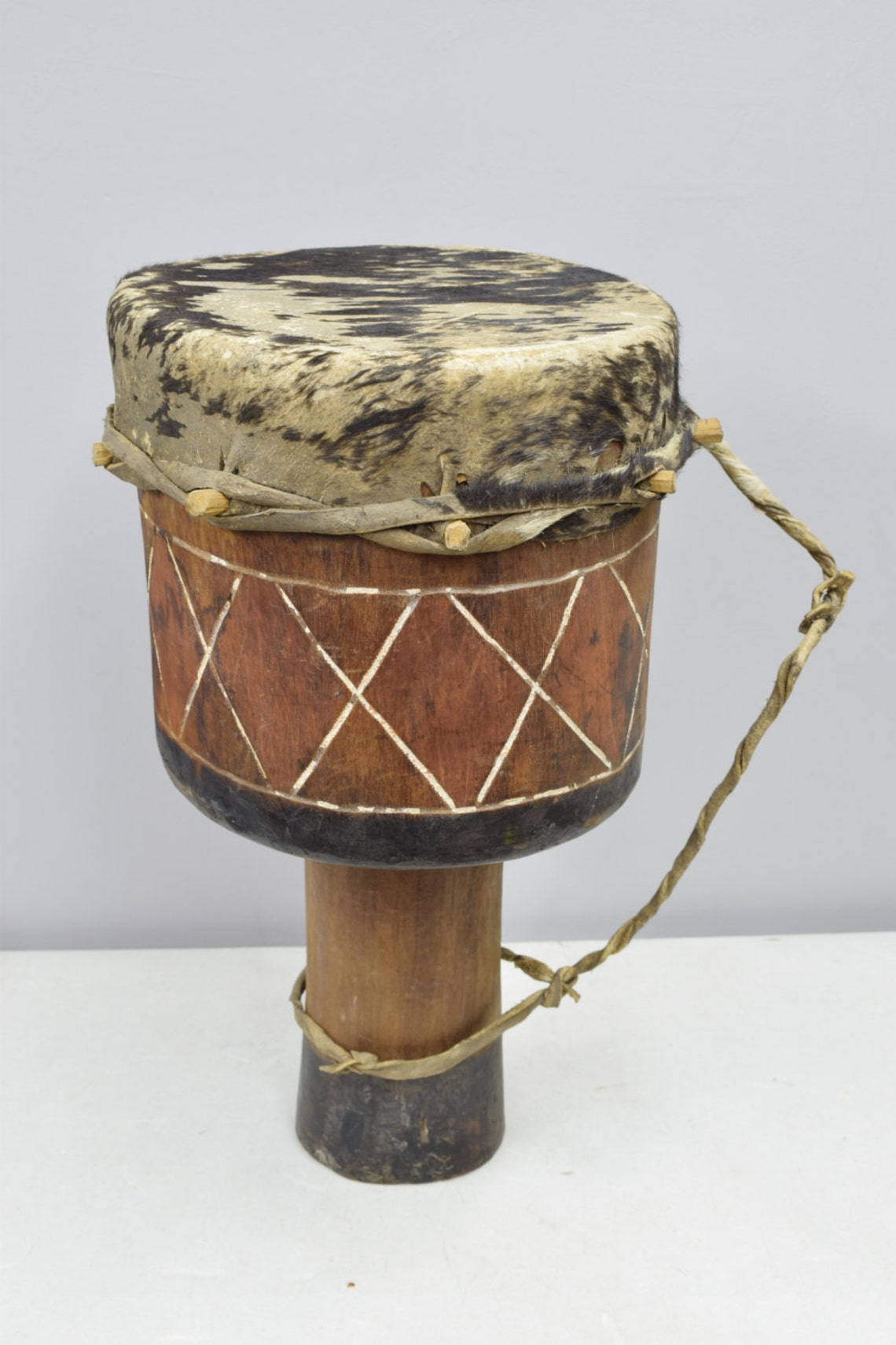 African Drum Zambia Wood Leather Handmade Carved Wood Musical - Etsy