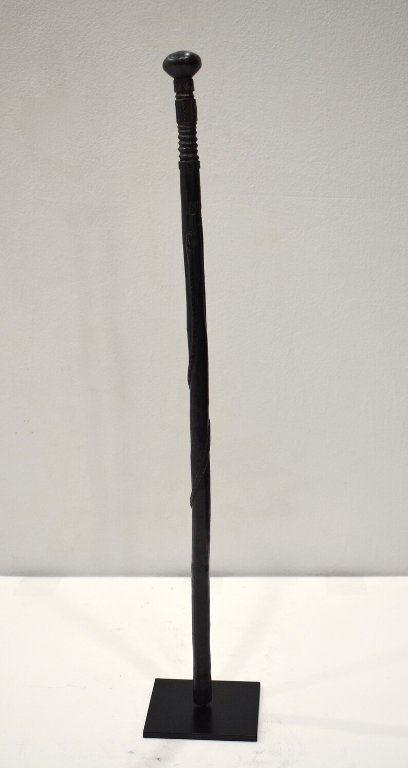 African Gogo Tribe Rungu Wood Throwing Club Snake Giraffe Carved Handle ...