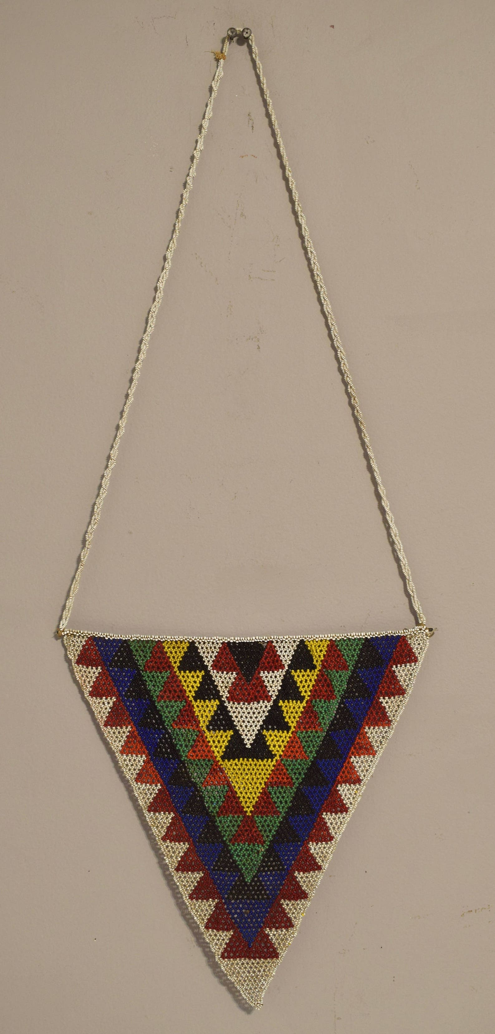 African Zulu Large Beaded Triangle Pendant Necklace - Etsy