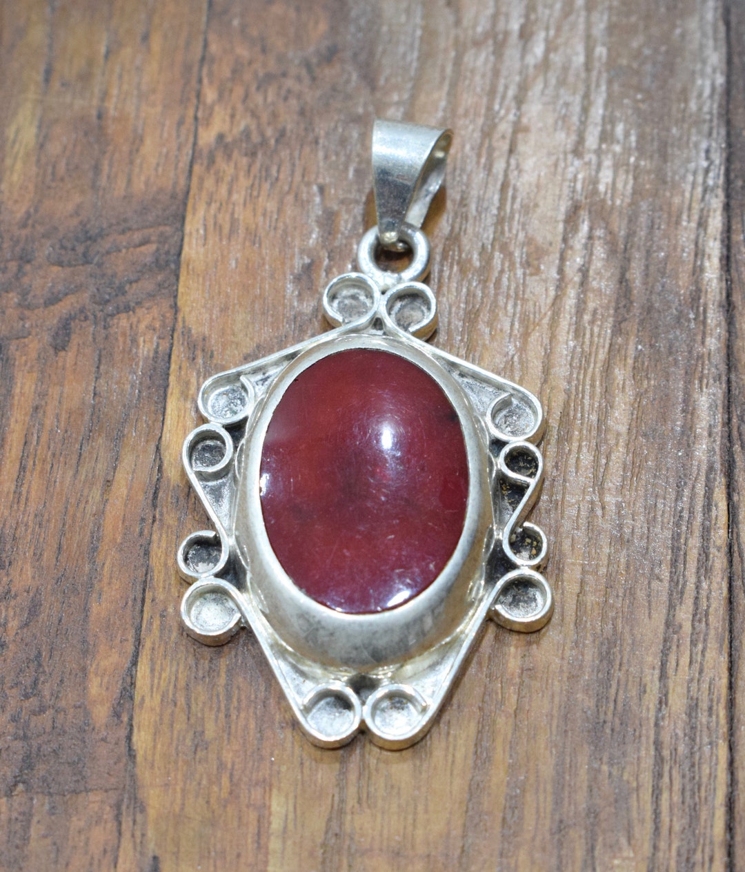 Pendant Sterling Silver Red Resin Stone Pendant - Etsy