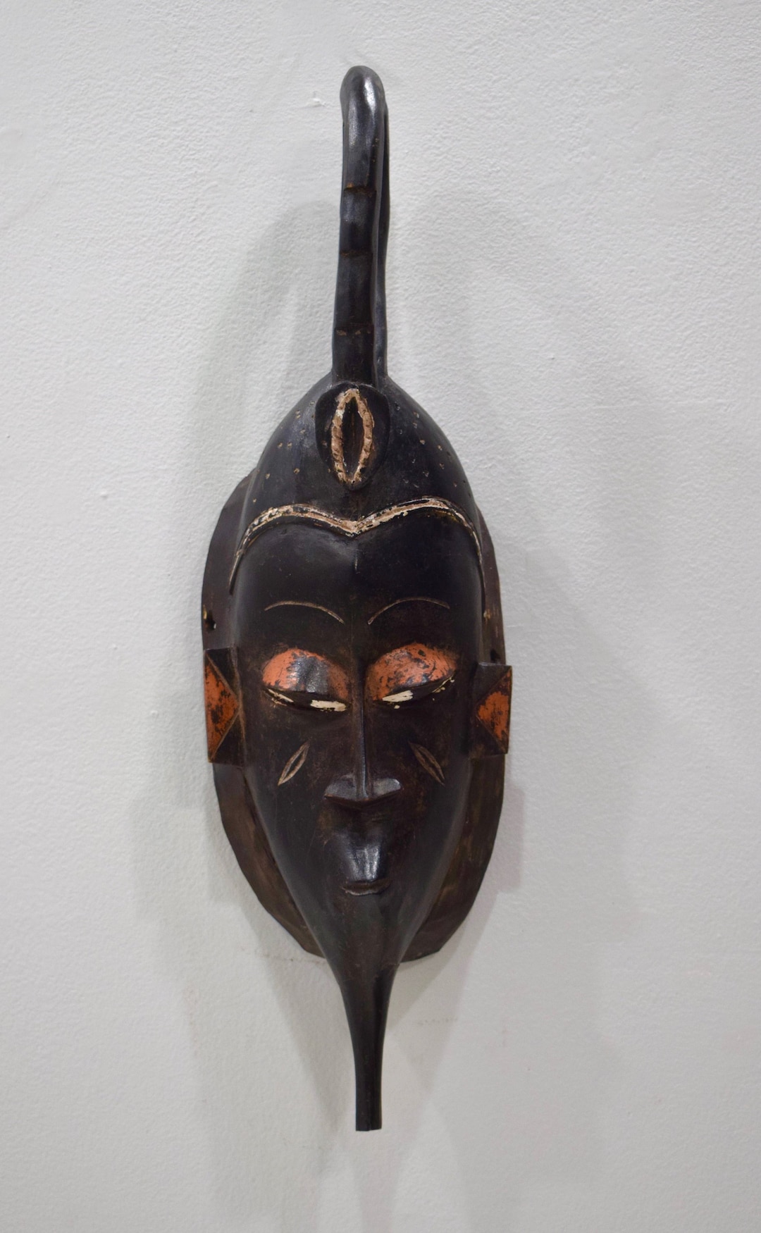 African Mask Baule Black Wood Mask Mask Ivory Coast - Etsy