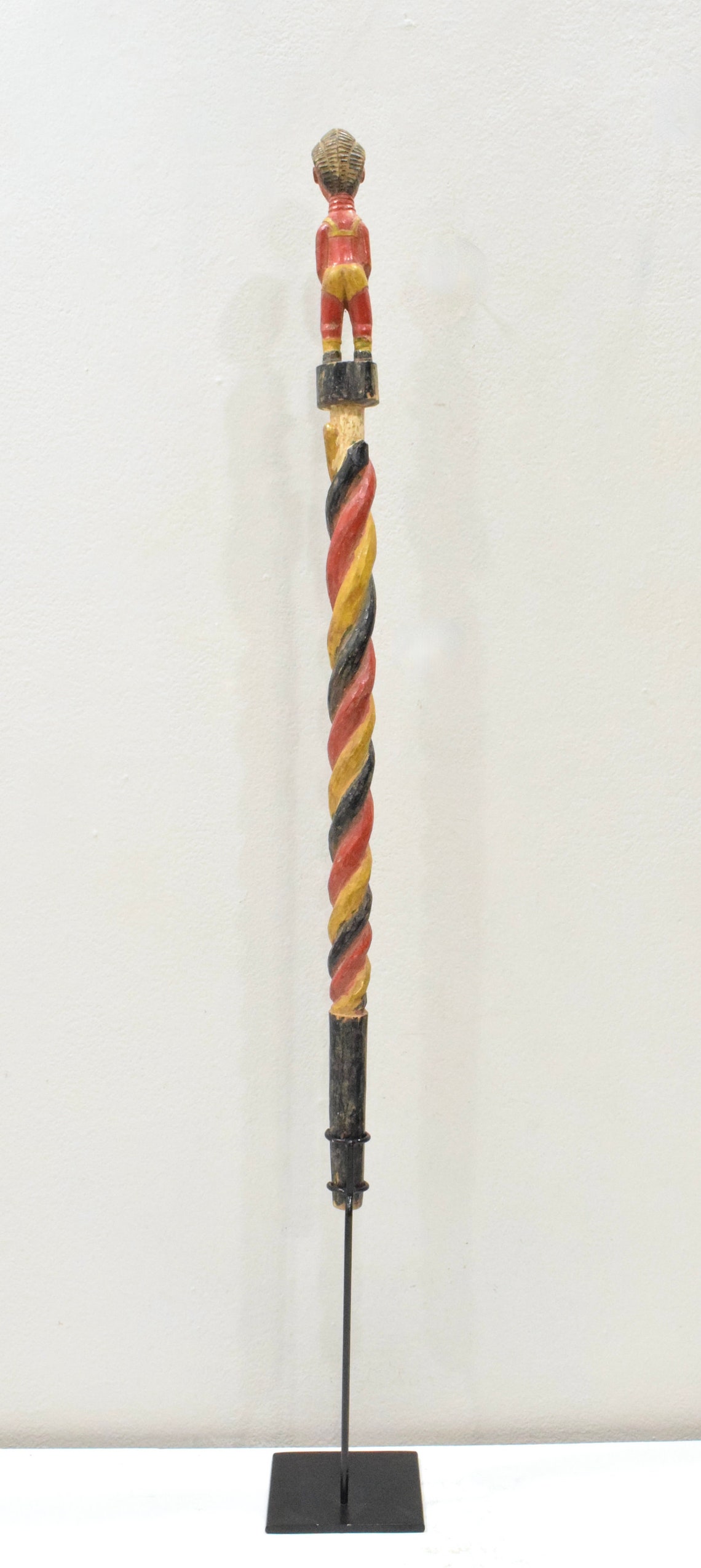 African Cane Colonial Walking Stick Baule Figure Handle Cote D'ivoire ...