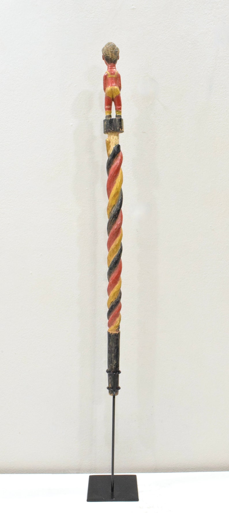 African Cane Colonial Walking Stick Baule Figure Handle Cote D'ivoire ...