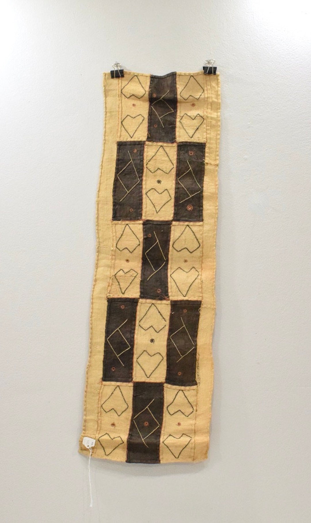 African Kuba Cloth Natural Woven Raffia Table Runner Congo - Etsy