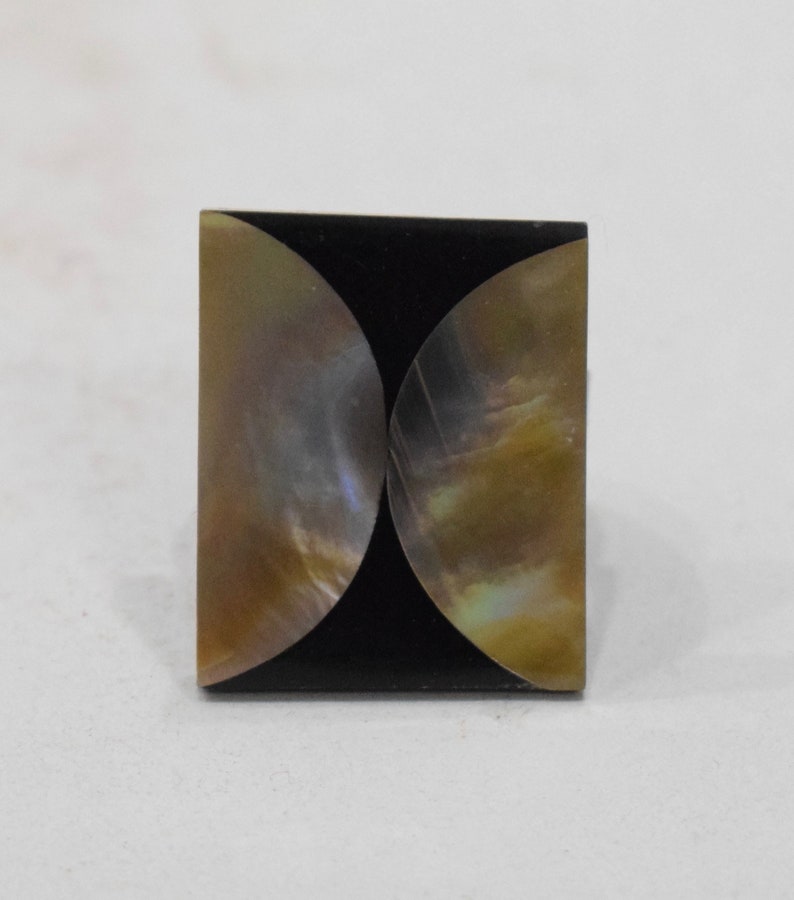 Ring Black Horn Inlaid Mother of Pearl Ring Indonesia | Etsy