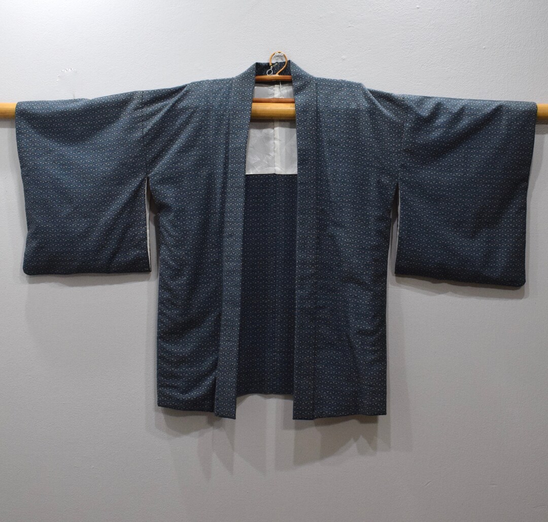 Kimono Japanese Blue Beige Kimono - Etsy